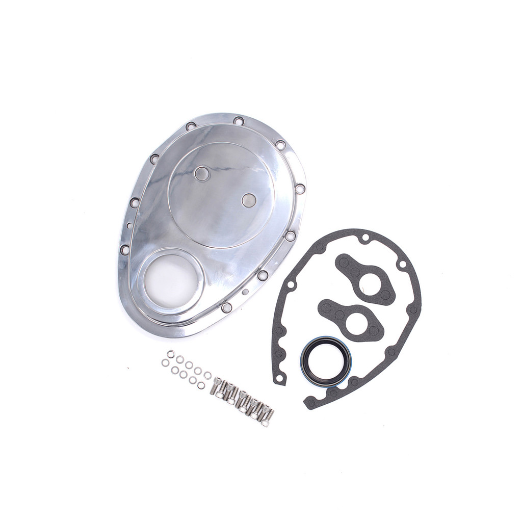 Jual New SBC Polish Aluminum Timing Chain Cover Small Block For Chevy ...