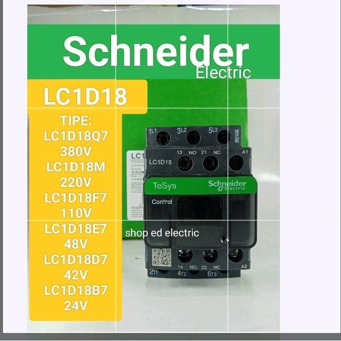 Jual Contactor Kontaktor Schneider Lc1D18M7/M7 220Vac 3Phase 32A ...