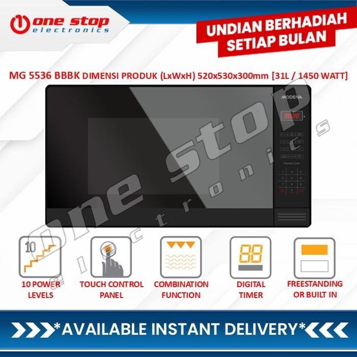 Jual MODENA MG 5536 BBBK Microwave Oven Grill Inverter 31L Built in or ...