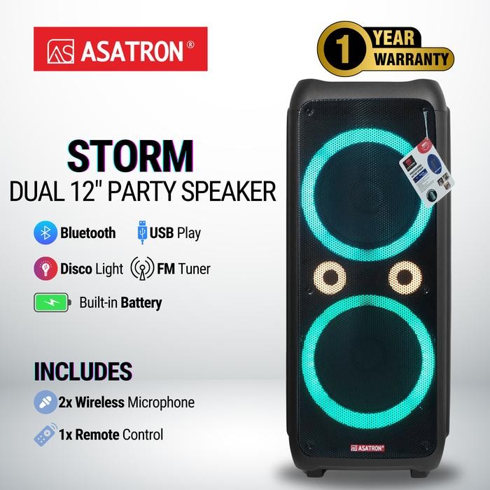 Jual Asatron Storm Dual 12 Inch Bluetooth Party Speaker with 2 Wireless ...