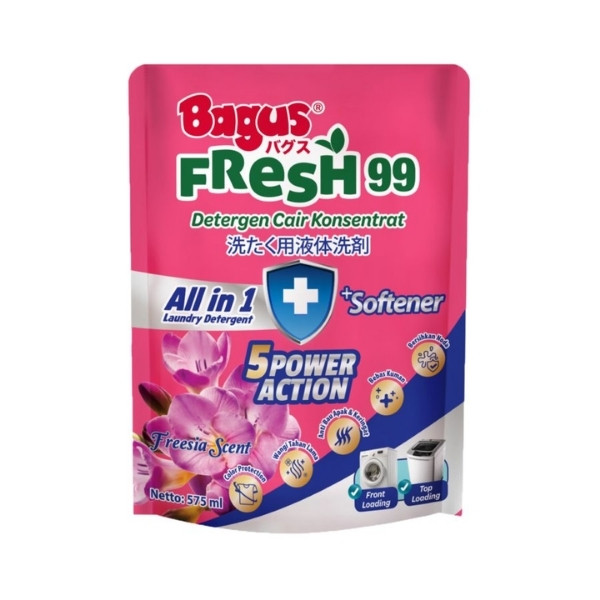 Jual BAGUS FRESH 99 LIQUID DETERGENT FREESIA SCENT POUCH 575 ML ...