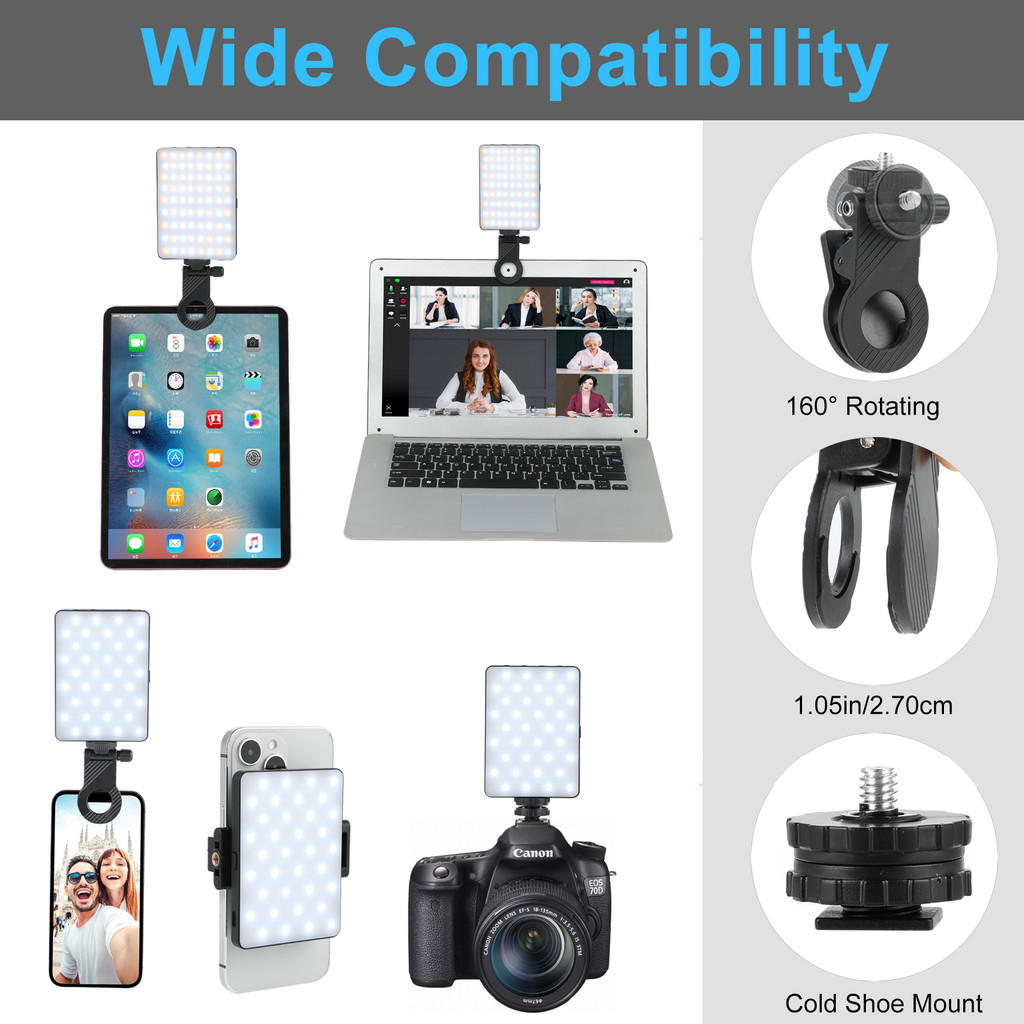 Jual Selfie Light With Front & Back Phone Clip, 72 Led Rechargeable ...