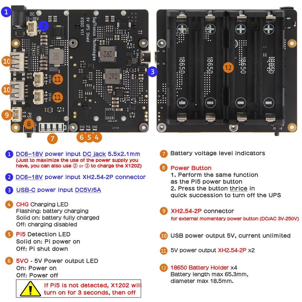 Jual rangerssa X1202 V1.1 UPS HAT & Power Management board (4 cell ...