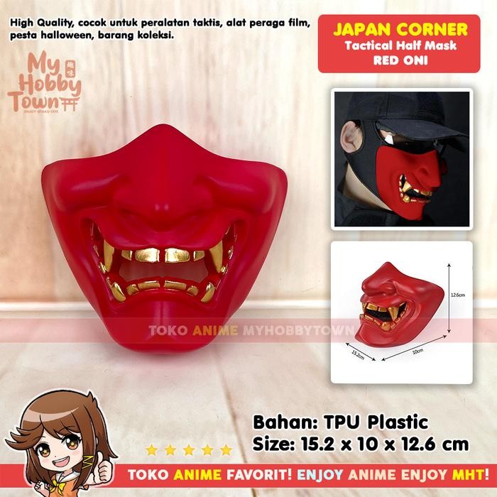 Jual Topeng Anime Jepang Noh Kabuki Hannya Merah Oni Demon Mask Half ...