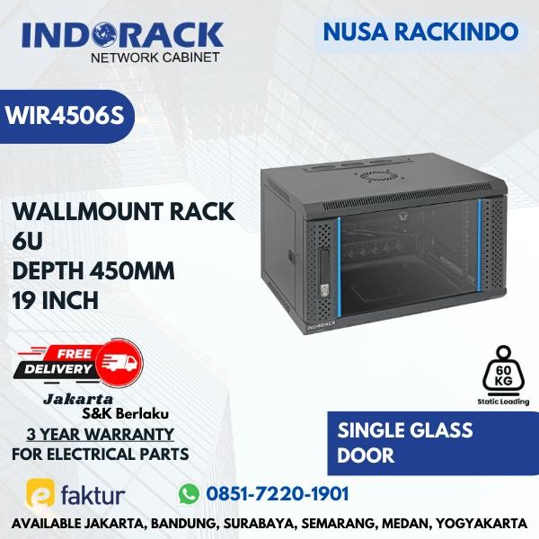 Jual Pilihan- Wir4506S - 6U Wallmount Rack Depth 450Mm Single Door 19 ...