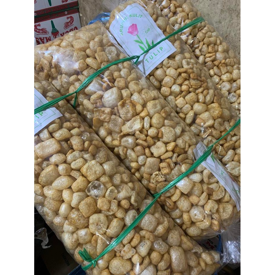 Jual BebasOngkiirr- Kerupuk Krecek Rambak Sapi 1Kg (1 Bal) Cap Tulip ...