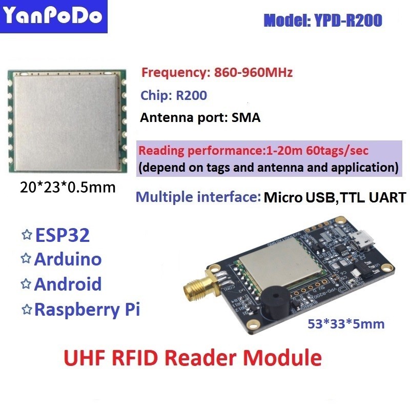 Jual Arduino R200 Chip Micro Size Long Range RFID Reader UHF Module ...