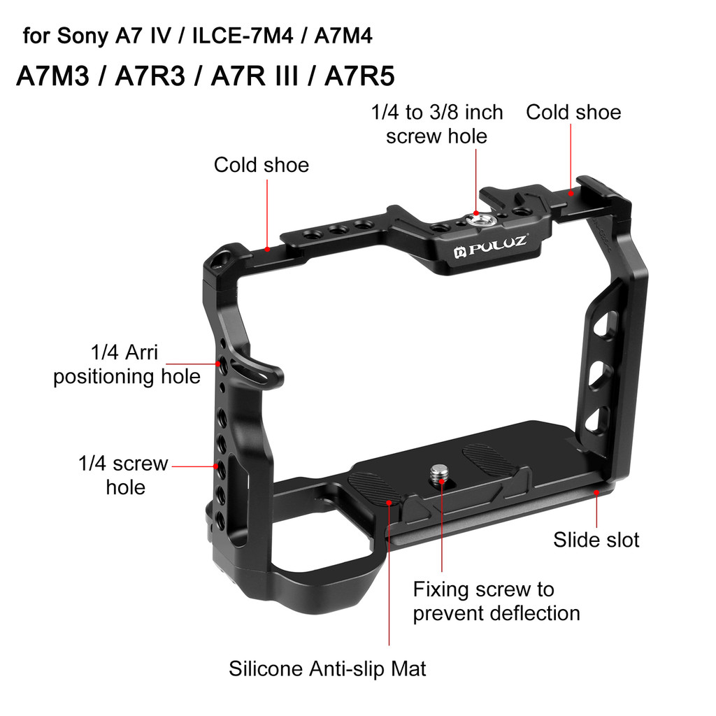 Jual Puluz Metal Camera Cage Stabilizer Rig For Sony A7 Iv/ Ilce-7M4/ A7M4/ A7M3/ A7R3/ A7R Iii ...
