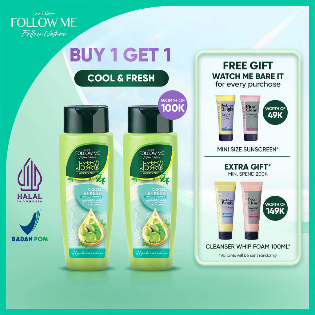 Jual Buy 1 Get 1 FOLLOW ME Follow Nature Green Tea Hijab Cool & Fresh ...