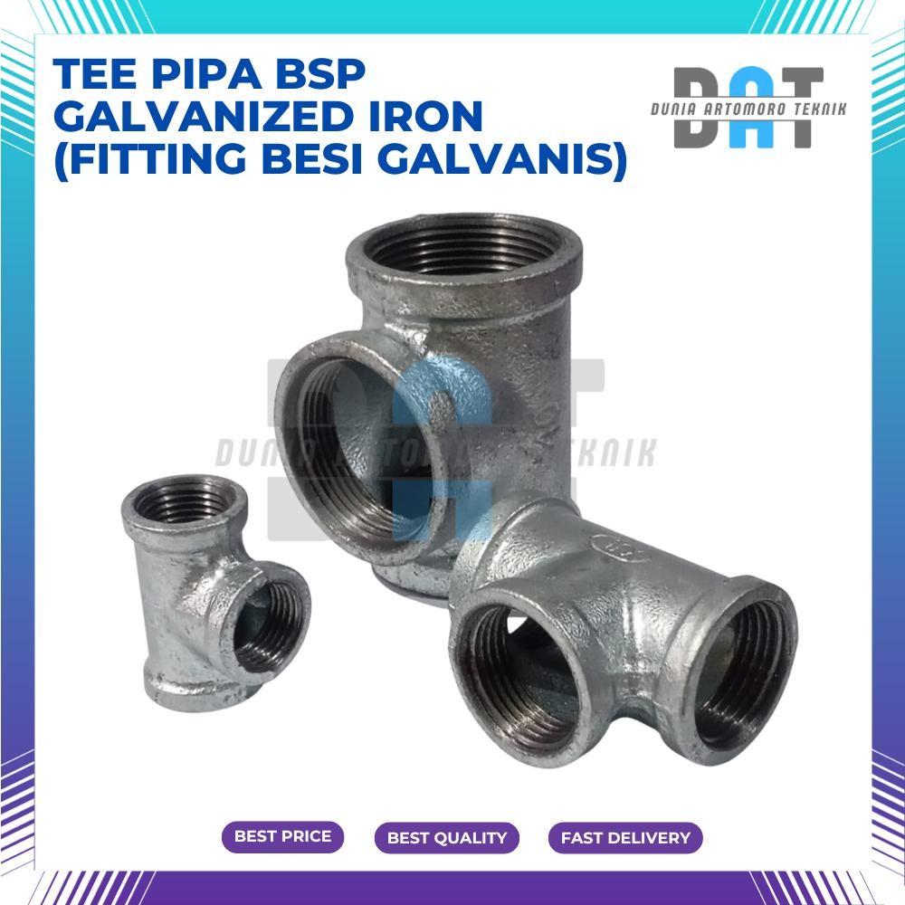 Jual Tee Pipa 1/2" BSP – Galvanized Iron (Fitting Besi Galvanis ...