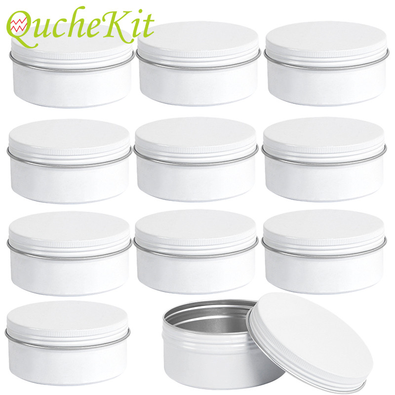 Jual 10/20/30Pcs 10/15/30/60/80g Aluminum Tin Jars White Empty Round ...
