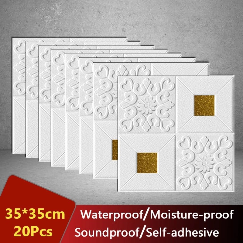 Jual 35*35cm 3D Wall Stickers Ceiling Panel Roof Decor Self-Adhesive ...