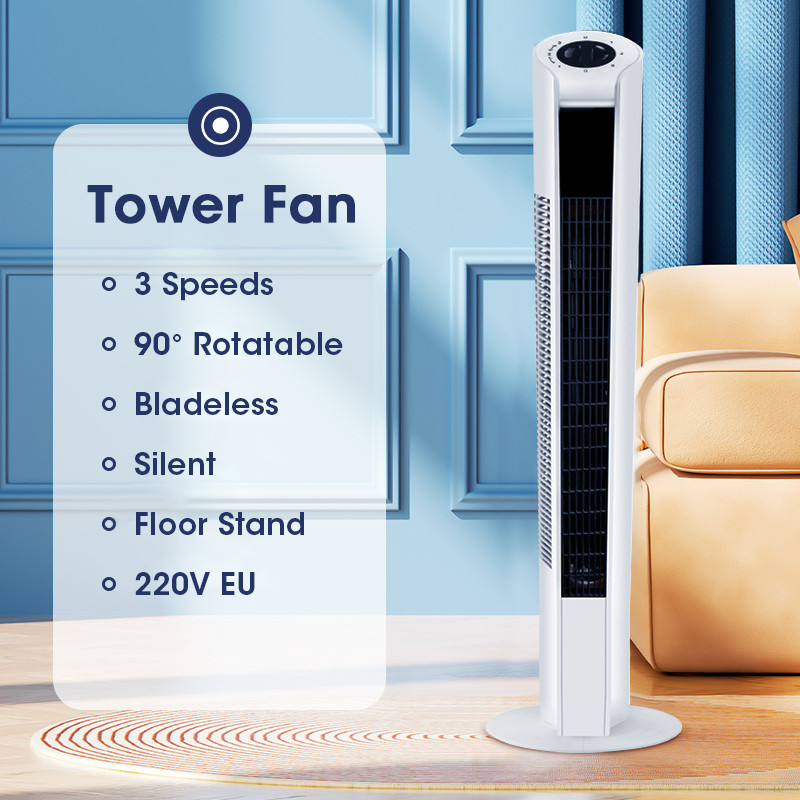 Jual 220V Bladeless Tower Fans Safety For Baby Floor Standing Fan ...