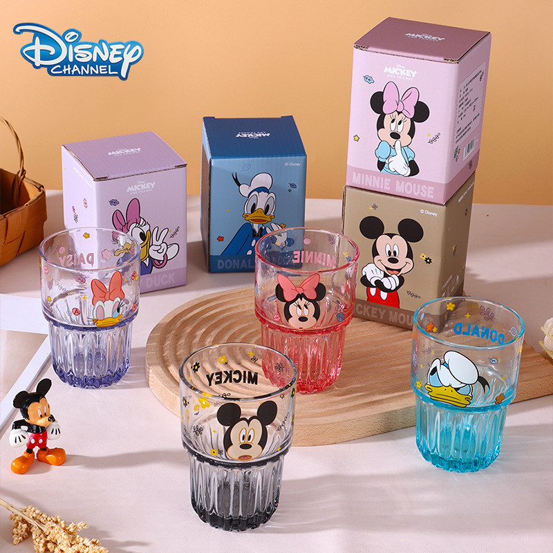 Jual Mickey Winnie the Pooh Glass Cup Kawaii Cartoon Minnie Mouse ...