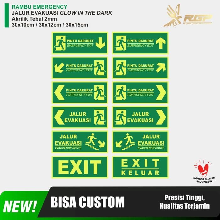 Jual New Safety Sign Darurat - Jalur Evakuasi/Exit Akrilik & Sticker ...