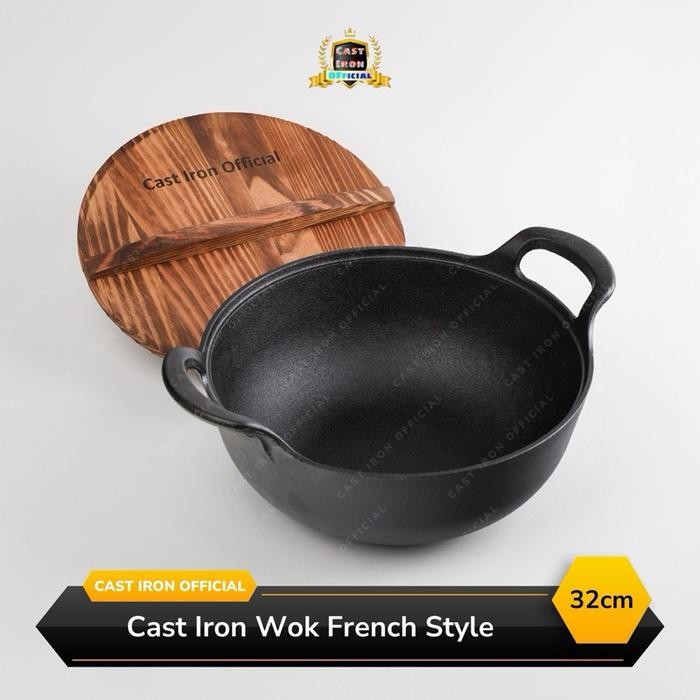Jual Cast Iron Wok French Style 32cm Best seller amazon | Shopee Indonesia