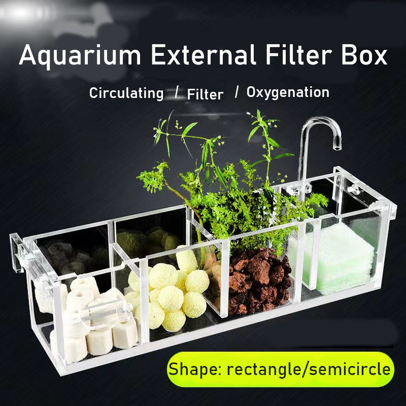 Jual 3-in-1 Transparent Acrylic Aquarium Filter Boxes External Hanging ...