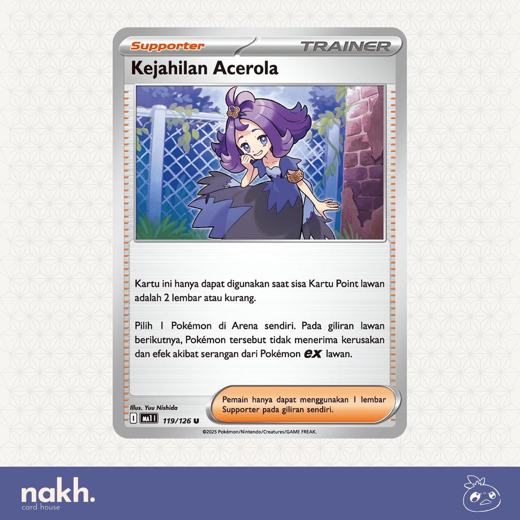 Jual Kartu Pokemon TCG Indonesia Evolusi Mega MA1 119/126 Kejahilan Acerola | Shopee Indonesia