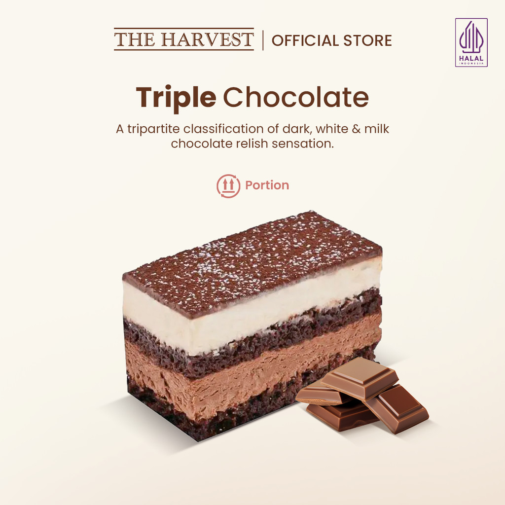 Jual The Harvest Triple Chocolate Portion | Dessert Cake Dengan Tiga ...