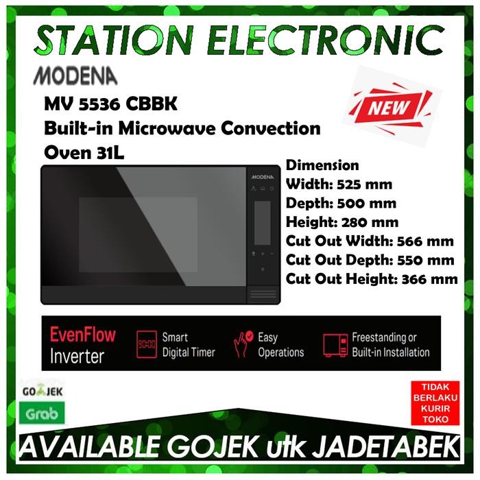 Jual MODENA Built-in Microwave Convection Oven 31L MV 5536 CBBK ...