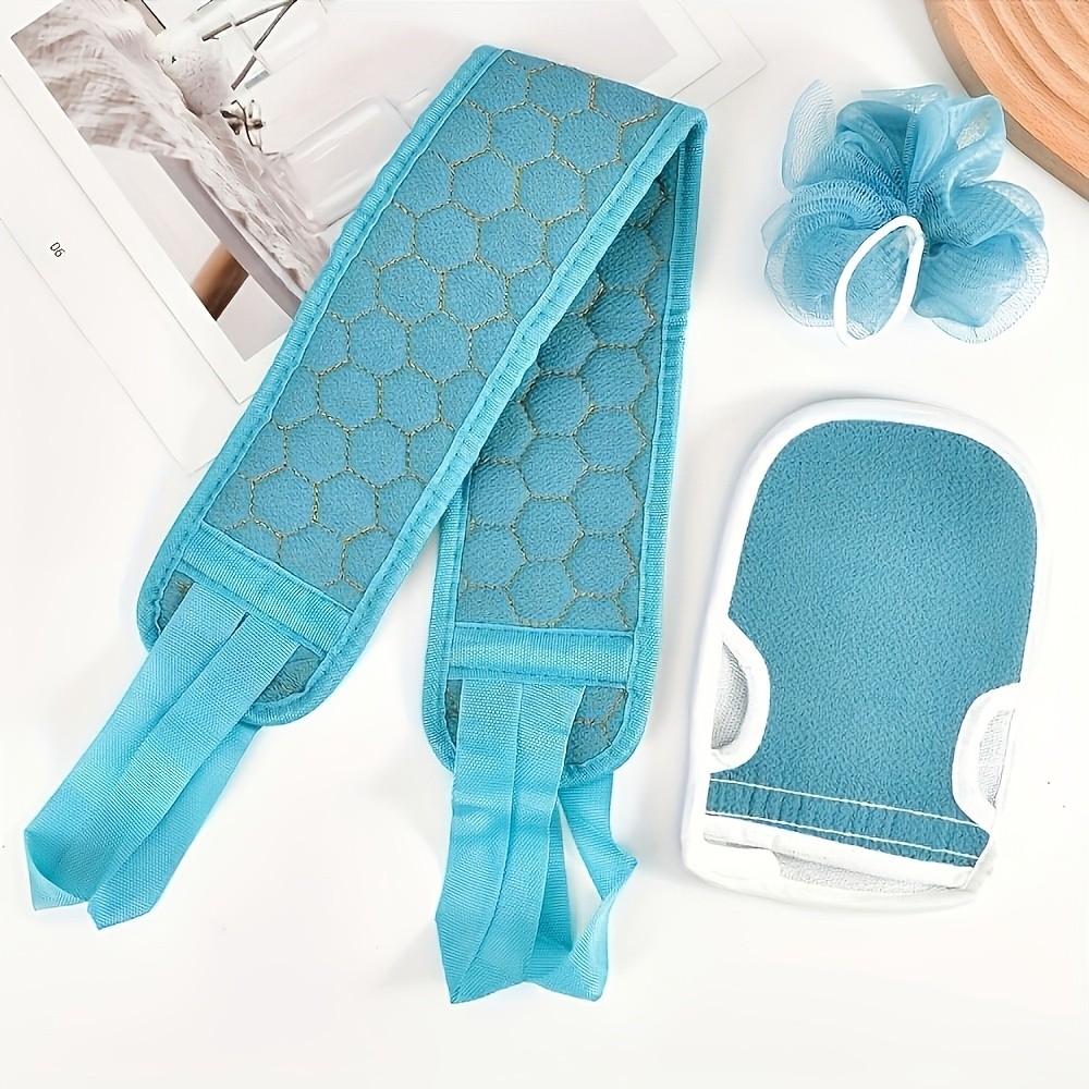 Jual Exfoliating Body Scrubber Set - Includes Back Scrubber, Bath Glove ...