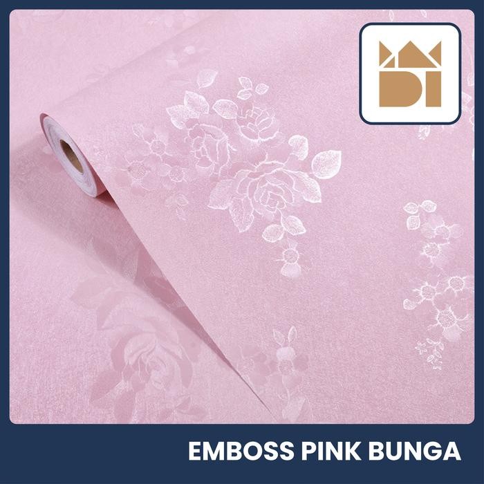 Jual RJ Wallpaper Dinding Motif Emboss Pink Bunga Ukuran 45 Cm x 7,5-8 ...