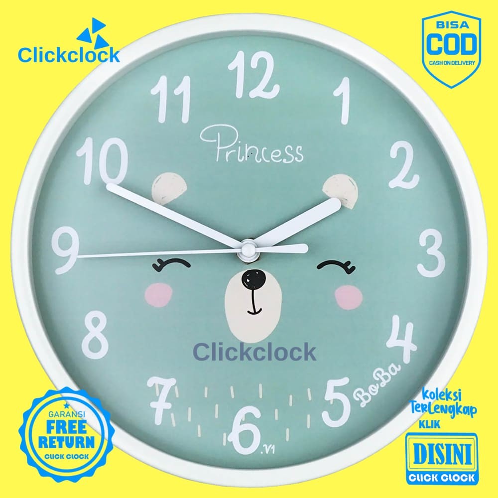 Jual Jam Dinding Analog Boba Cute Bear Karakteranak Blue BB1178-1668 ...