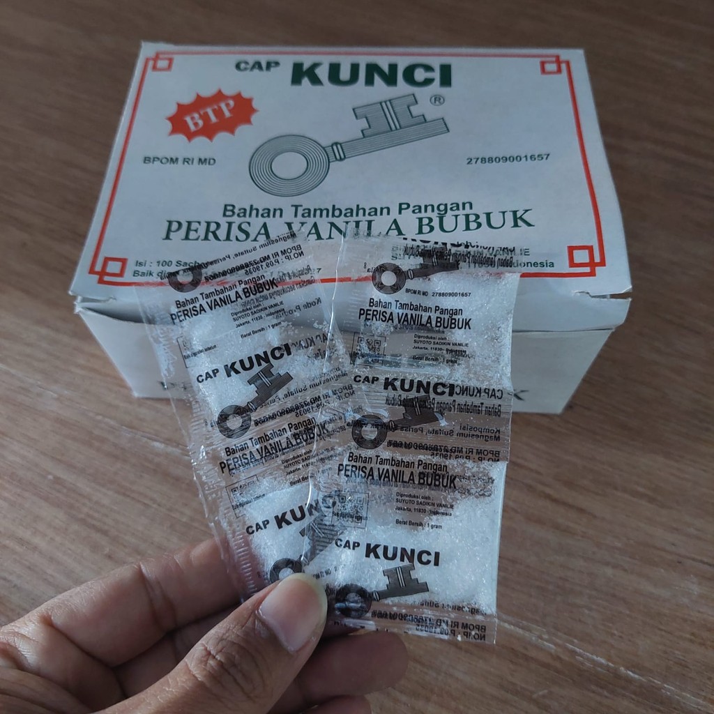 Jual Perisa Vanila Bubuk (Vanili) Cap KUNCI Kemasan 1 gram (isi 4 ...