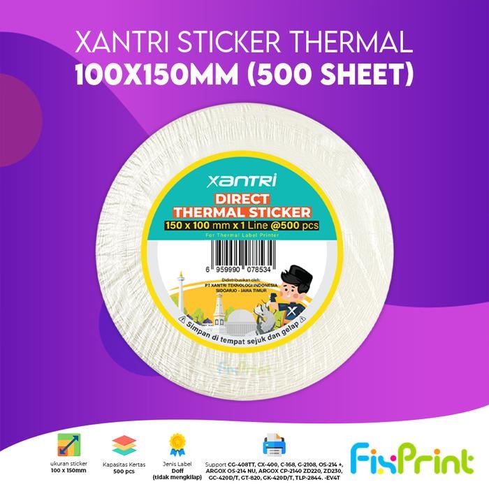 Jual Kertas Sticker Thermal 100mm x 150mm Label Barcode 1 Roll isi 500pcs | Shopee Indonesia
