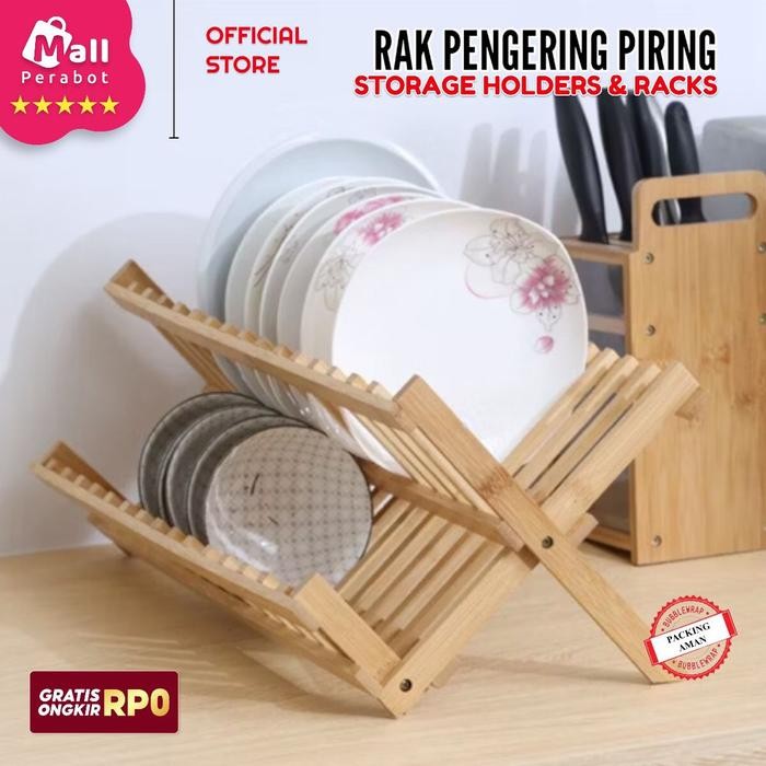 Jual Mall Perabot Rak Pengering Piring Bambu Foldable Dish Rack ...