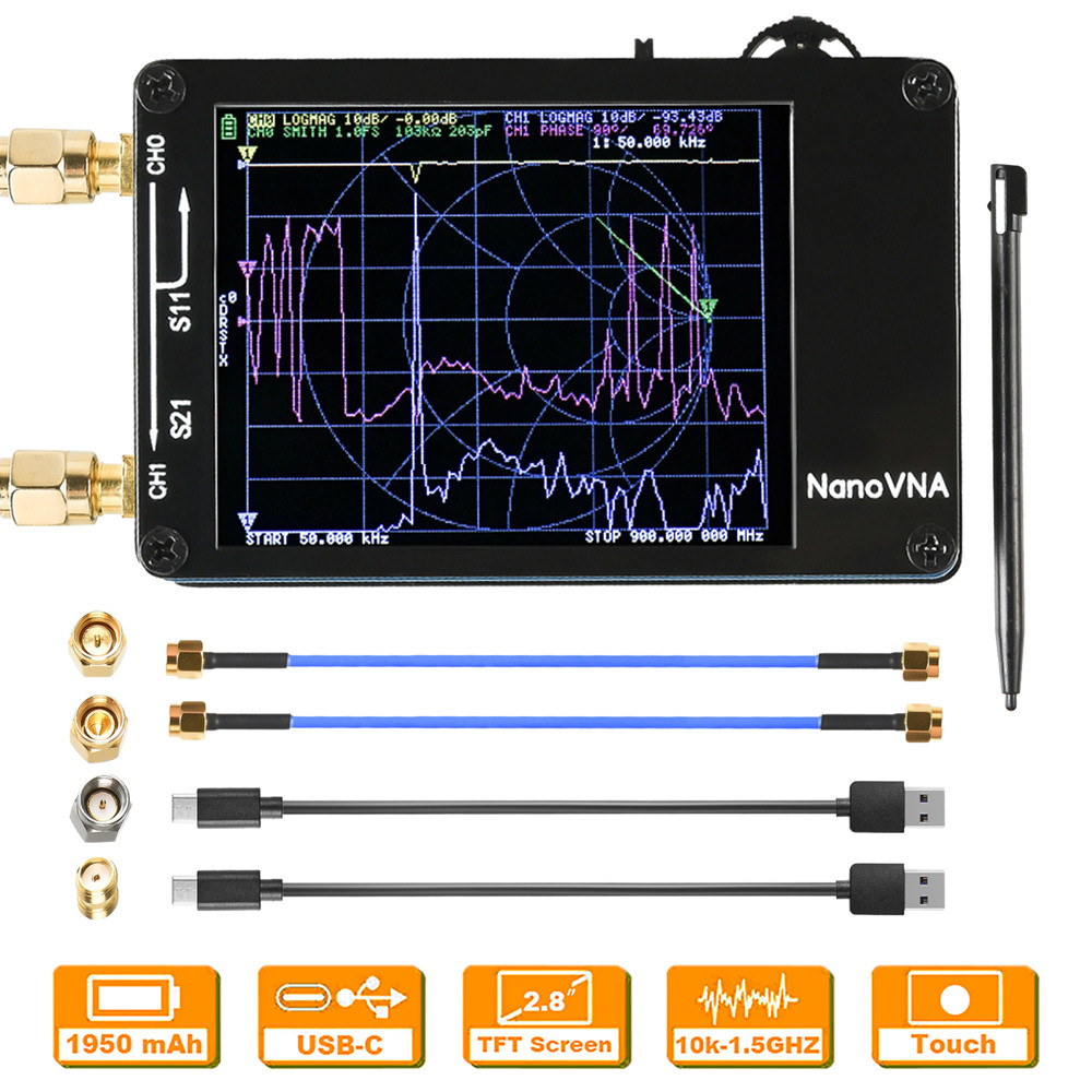 Jual NanoVNA 10KHz-1.5Ghz Vector Network Analyzer Kit MF HF VHF UHF 2.8 ...