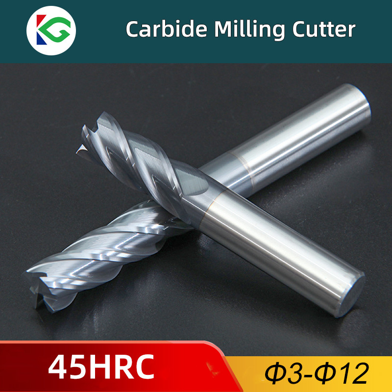 Jual 45 HRC Milling Face Cutters Solid Carbide End Mill For Steel ...