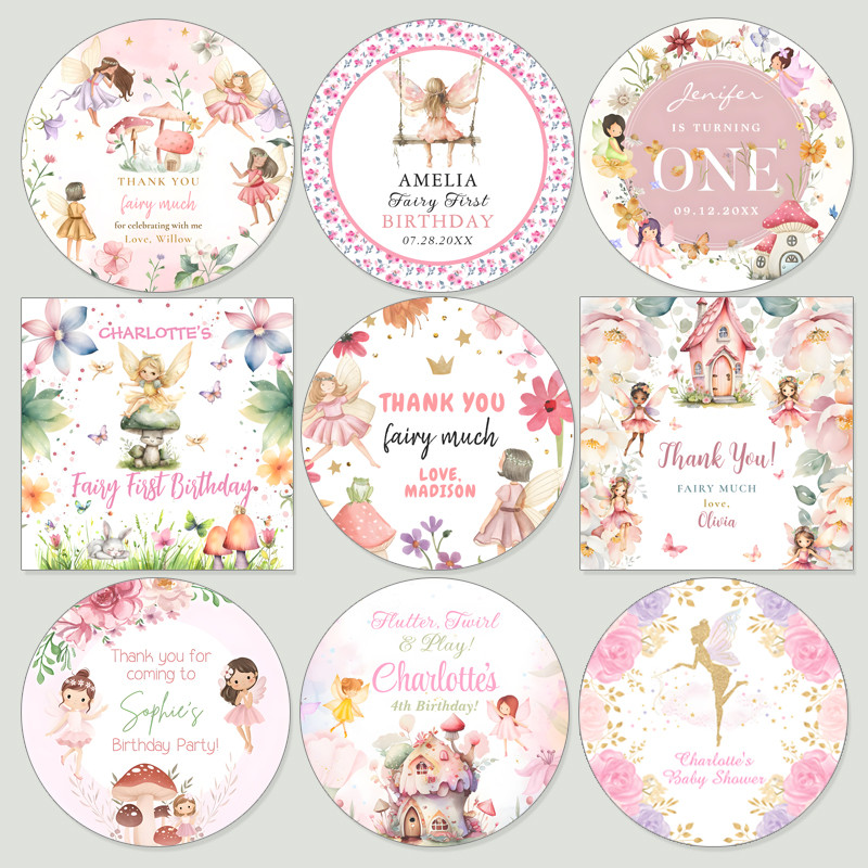 Jual Custom Fairies Birthday Party Stickers Labels Girls Flowers Fairy ...