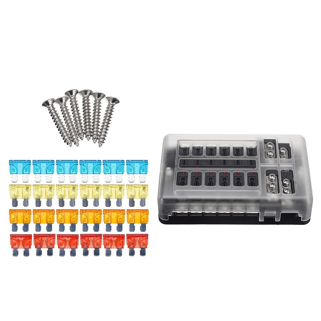 Jual Car Boat Fuse Box Holder With 12 Way Blade Fuse Holder Block ...
