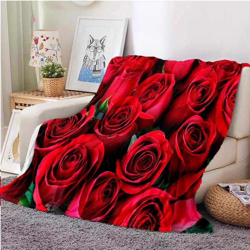 Jual Red Roses Flannel Throw Blanket Valentine's Day Romantic Flower ...
