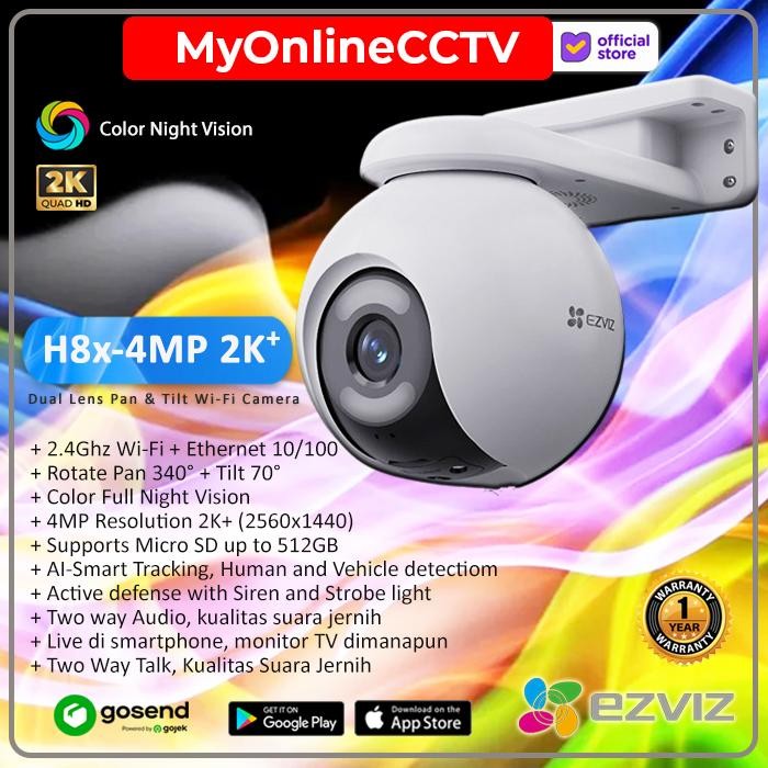 Jual EZVIZ H8x 4MP 2K Pan & Tilt Smart Home Wi-Fi IP Camera CCTV ...