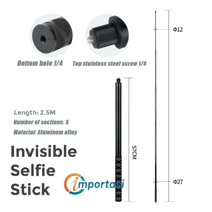 Jual Taffstudio Invisible Stick 2.5 Meter For Insta360 X5 X4 X3 X2 Go 3 ...