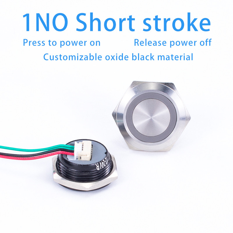 Jual 19/22/25/30MM 1NO Strip Line Ultra Short Metal Push Button Switch ...