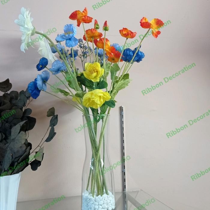 Jual Bunga Table Artificial Plastik Kain , Sesuai Request Warna , Vas ...