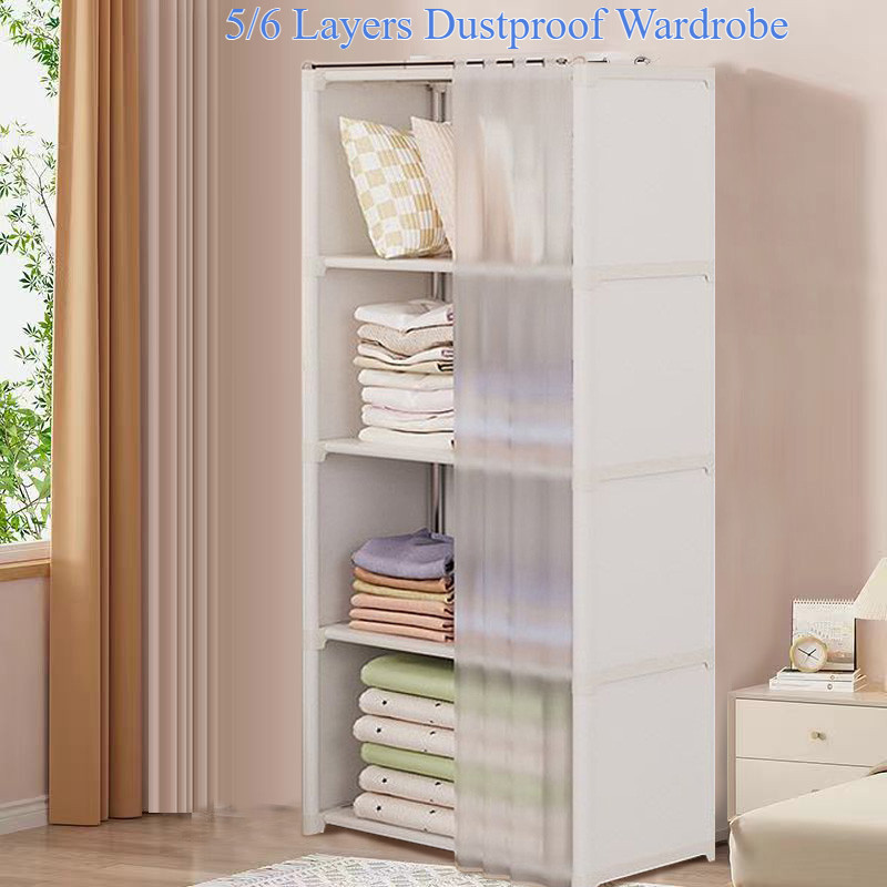 Jual 5/6 Layers Storage Rack Dustproof Wardrobe Storage Cabinet ...