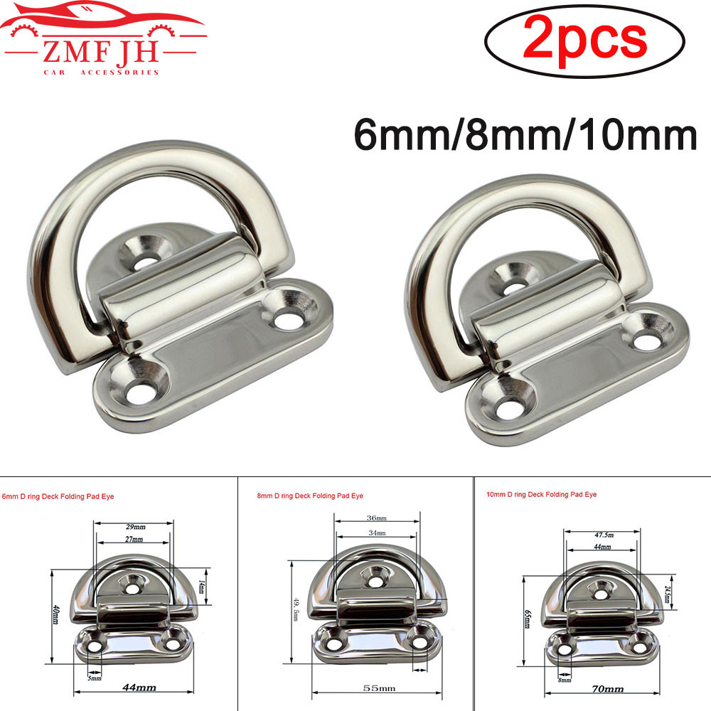 Jual 2Pcs 6/8/10Mm Folding Deck Pad Eyes Lashing D Ring Tie Down Point ...