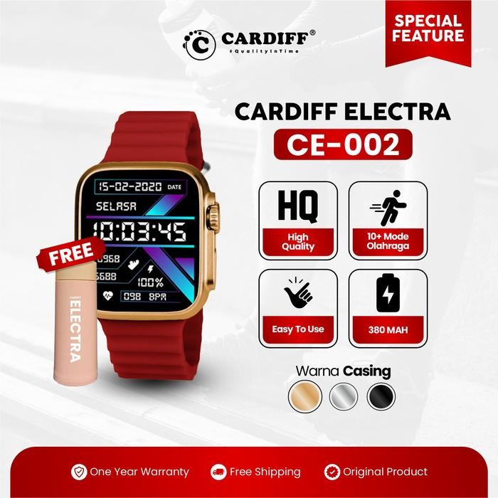 Jual Cardiff Watch Electra CE 002 RG HITAM SILVER Series Jam Smartwatch ...