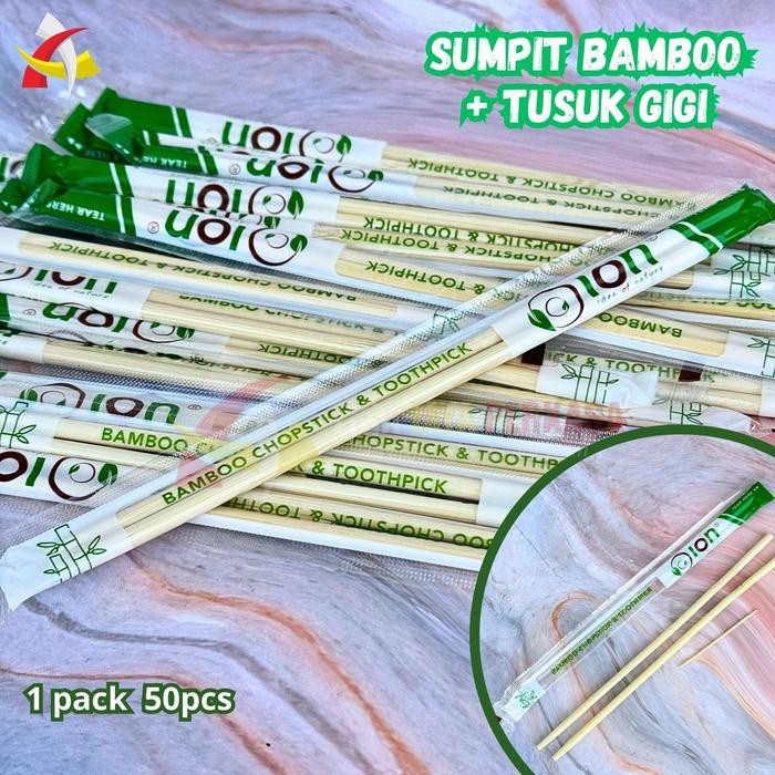 Jual Sumpit Bambu + Tusuk Gigi Ion Steril 50 pasang Sumpit Kayu Higenis ...