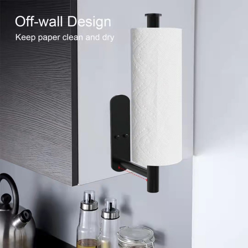 Jual Stainless Steel Silver / Black Paper Towel Wipe Hanging Rack Can ...