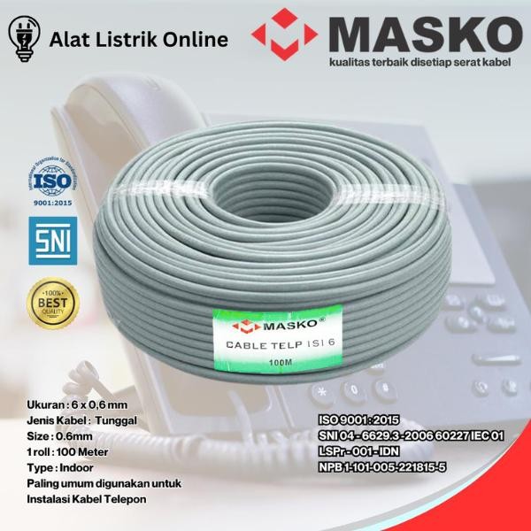 Jual Pilihan- Masko Kabel Telepon Isi 6 100 Meter Kawat Itc Telp Telpon ...