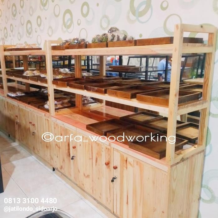 Jual Ready Nota Rak Roti Display Etalase Showcase Kayu Asli Tnp Cermin ...