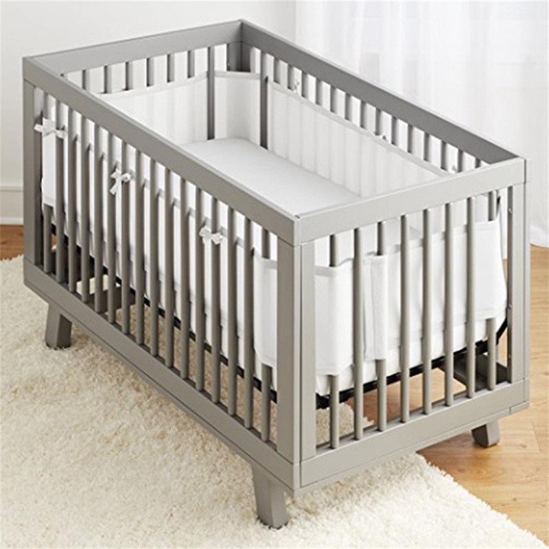 Jual Mesh Crib Soild Color Breathable Bed Crib Bumper Liner For ...