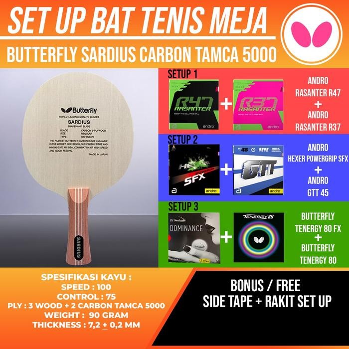 Jual Paket Bat Pingpong Rakitan Butterfly Sardius Tamca Andro Dr. Neubauer | Shopee Indonesia
