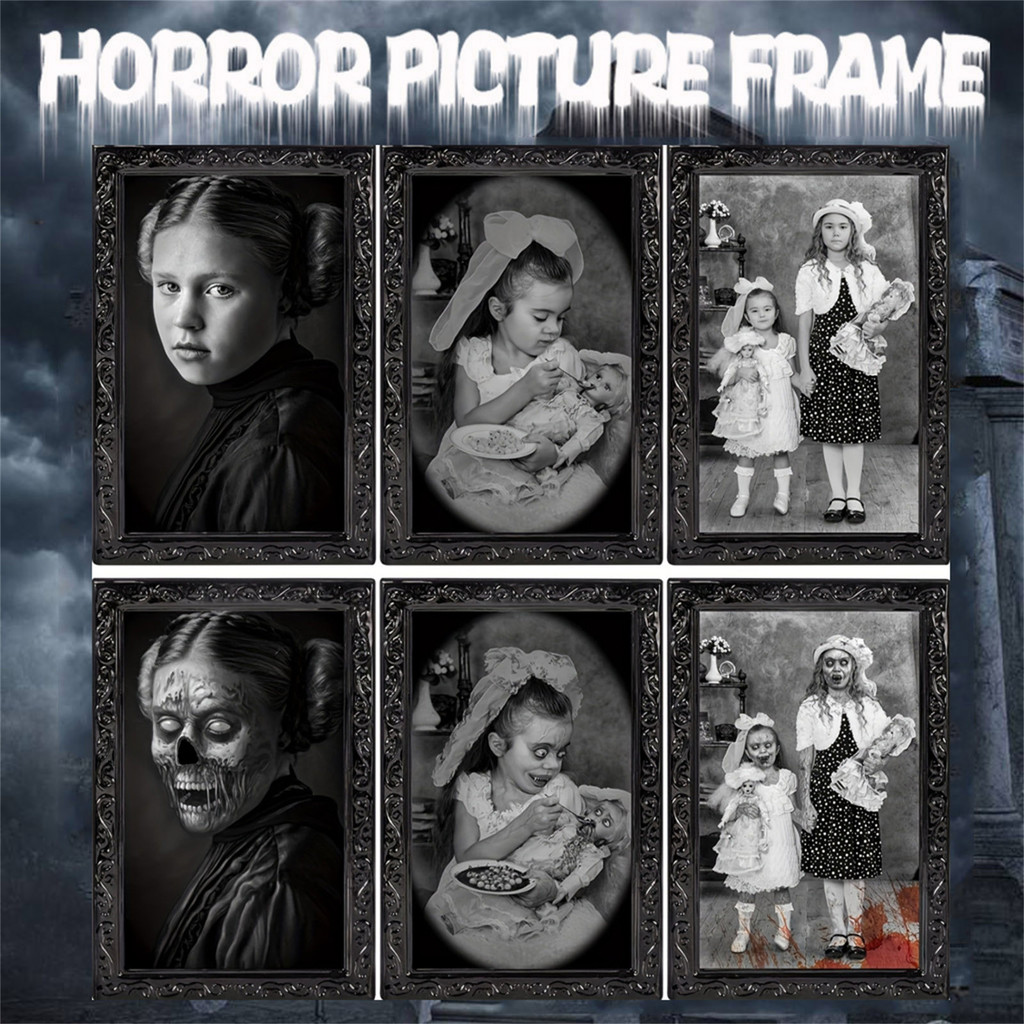 Jual Halloween Scary Wall Decor 3D Changing Face Moving Picture Frames ...