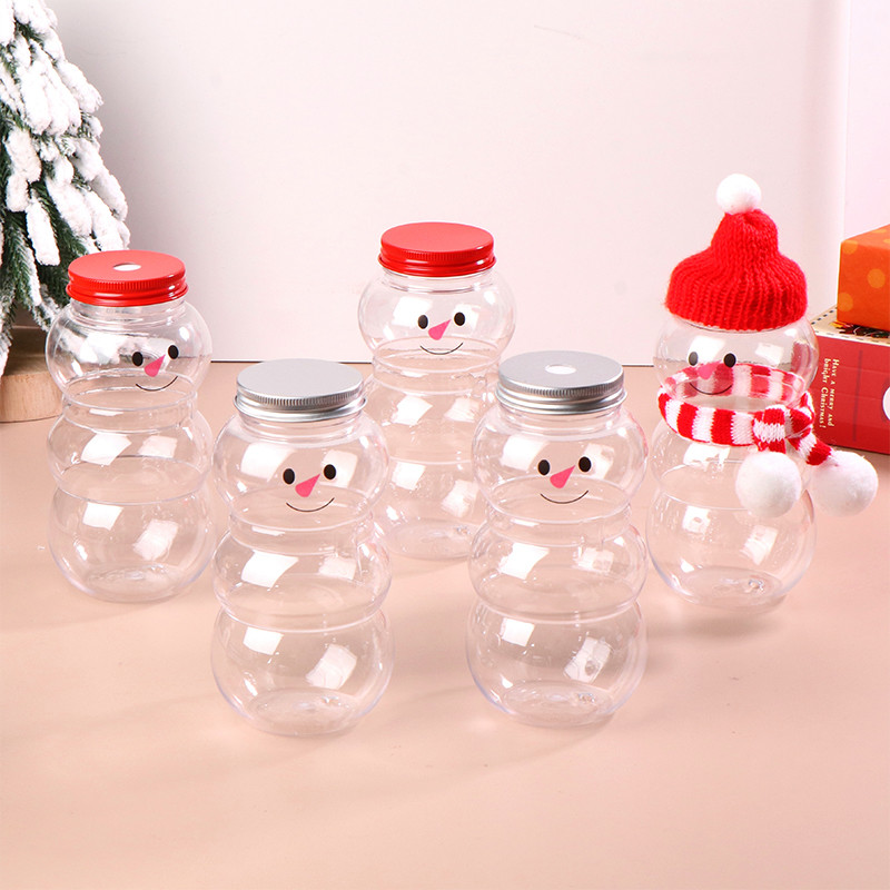 Jual 1PCS 500ML Christmas Snowman Milk Tea Juice Bottles Xmas Drink ...